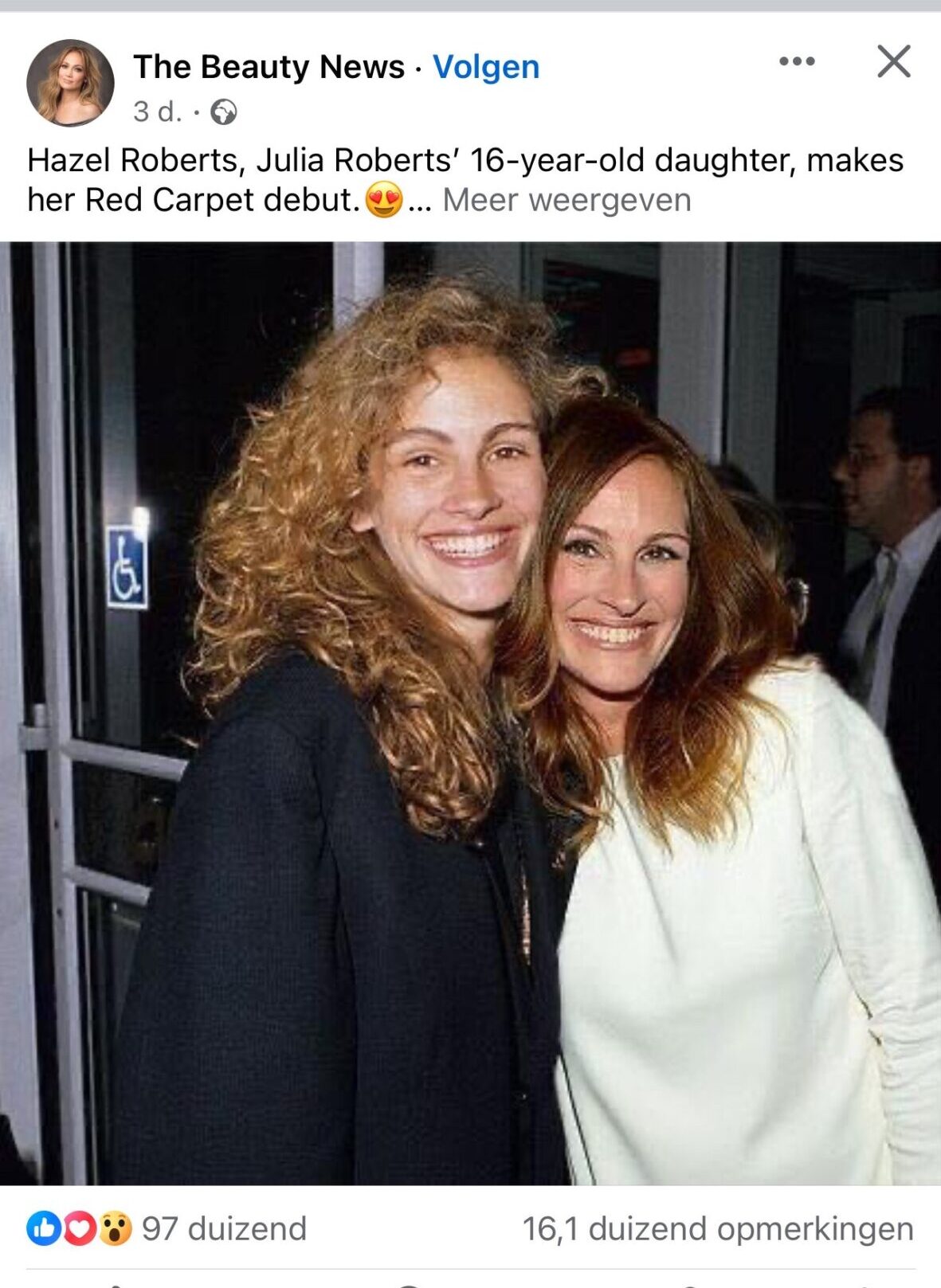 De dochter van Julia Roberts ziet er exact hetzelfde uit als haar moeder